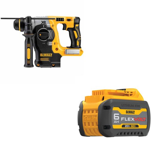 DeWalt DCH273B 20V MAX 1" Rotary Hammer W/ FREE DCB606 20/60V MAX 6.0Ah ...