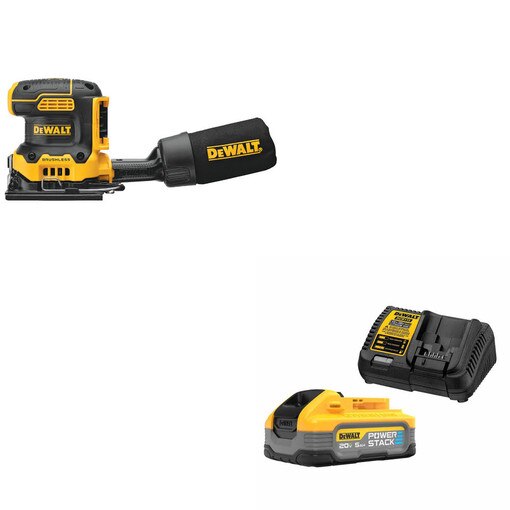 DeWalt DCW200B 20V MAX XR 1/4" Sander, Bare W/ DCBP520C 20V Max Starter Kit