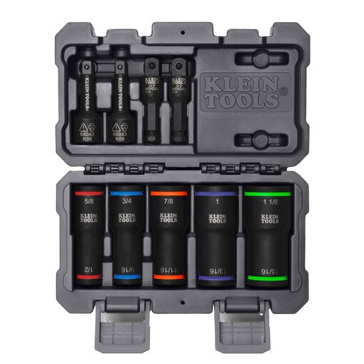 Klein 66055 2-in-1 Impact Flip Socket Set for Linemen with Color ID ...
