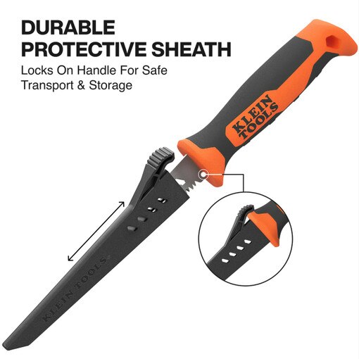 Klein Tools 31711 Fixed Blade Rasping Jab Saw with Protective Sheath