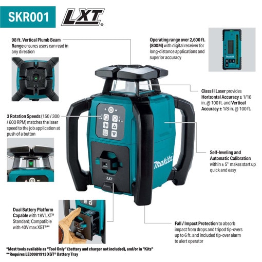 Makita SKR001Z 18V LXT Green Dual Slope 360 Degree Rotary Laser Level ...
