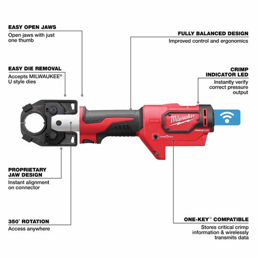 Milwaukee 2679-750CU M18 FORCE LOGIC 600 MCM Cu Crimper w/ 750 MCM ...
