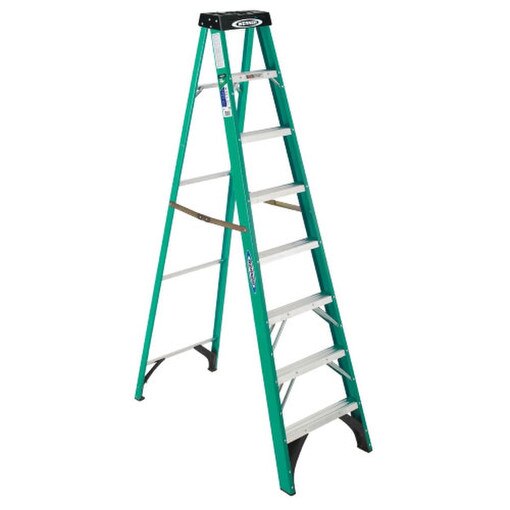 Werner 6208S 8' Type lA Fiberglass Step Ladder, Pail Shelf