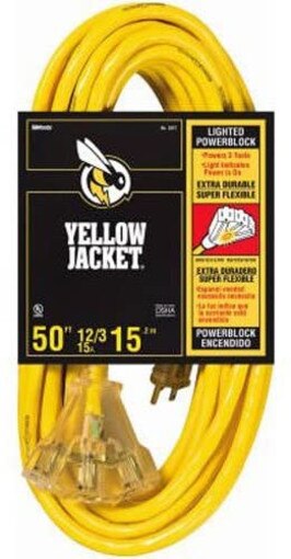 Yellow Jacket 2827 12/3 15-Amp SJTW Contractor Extension, Heavy Duty ...