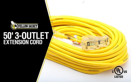 Yellow Jacket 2827 12/3 15-Amp SJTW Contractor Extension, Heavy Duty ...