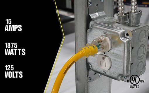 Yellow Jacket 2827 12/3 15-Amp SJTW Contractor Extension, Heavy Duty ...